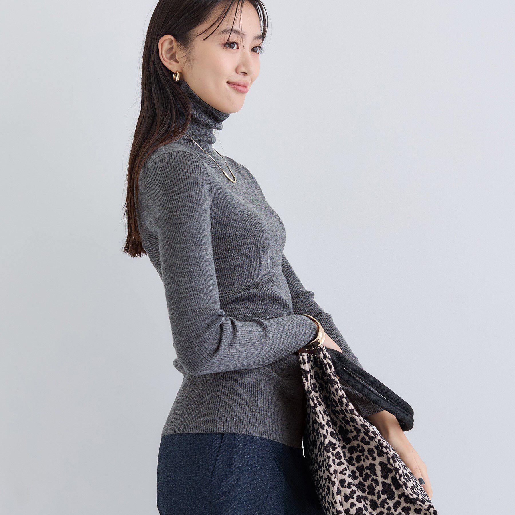 洗える／毛玉になりにくい】エクストラファインウール リブタートル